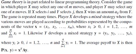 Game Theory Is In Part Related To Linear Programming