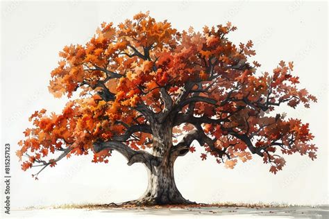 Craft A Visually Stunning Depiction Of A Red Oak Tree In A Worms Eye