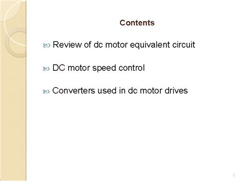Contents Review Of Dc Motor Equivalent Circuit DC