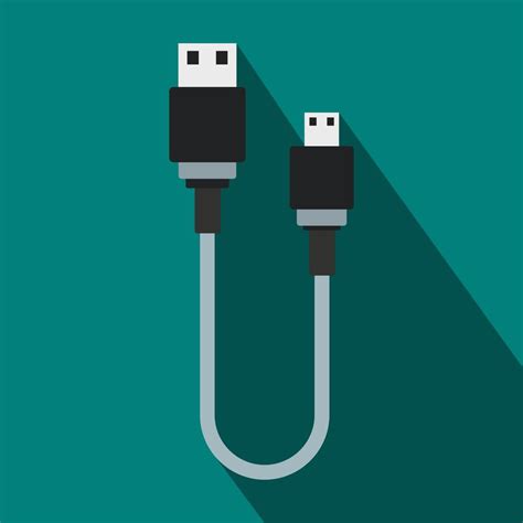 USB Cable Icon Flat Style 14153670 Vector Art At Vecteezy