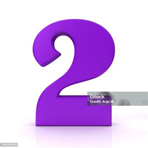 Foto De Símbolo De Número 2 Dois Segundo 3d Roxo Sinal Ícone Isolado No