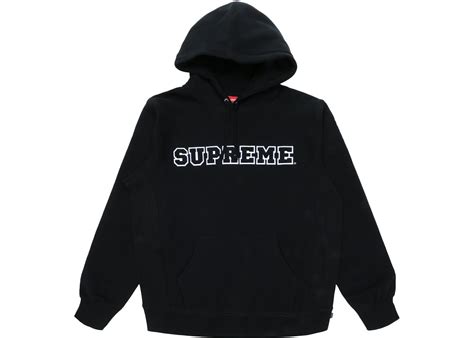 Supreme Cord Collegiate Logo Hooded Sweatshirt Black Ss18