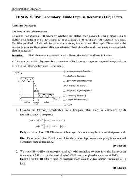 Eeng6760 Dsp Laboratory Download Free Pdf Filter Signal Processing
