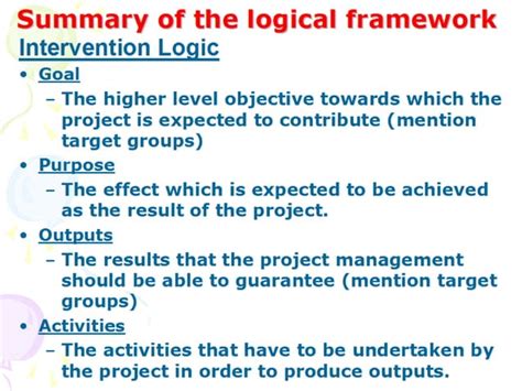 The Logical Framework Approach Ppt Business Business And Finance