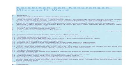 Kelebihan Dan Kekurangan Microsoft Word
