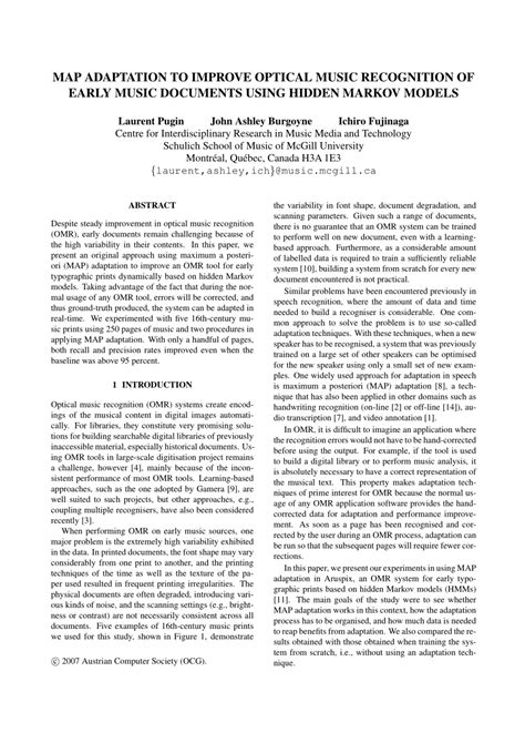 Pdf Map Adaptation To Improve Optical Music Recognition Of Early Music Documents Using Hidden