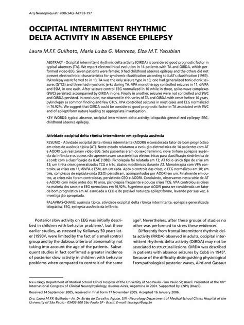 Pdf Occipital Intermittent Rhythmic Delta Activity · Occipital Intermittent Rhythmic Delta