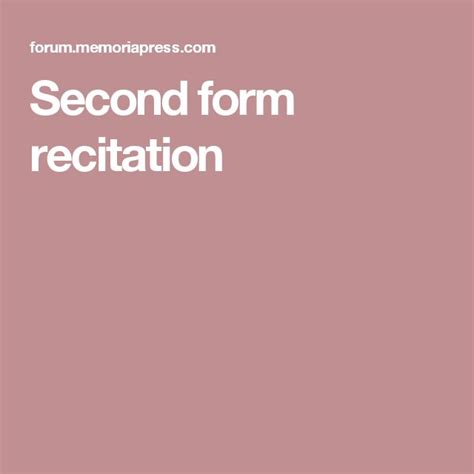 Second Form Recitation Form Latin Christiana