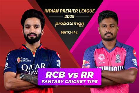 Rcb Vs Rr Dream11 Prediction Fantasy Cricket Tips Player Stats For