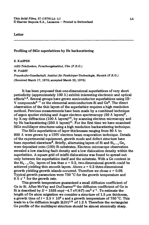 Pdf Profiling Of Sige Superlattices By He Backscattering