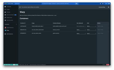 warp easily open docker containers in your warp terminal