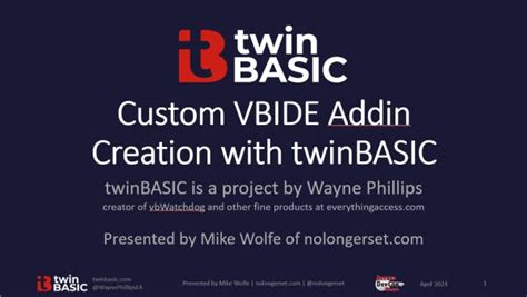 Devcon 2024 Vbide Addin Creation With Twinbasic Vbforums