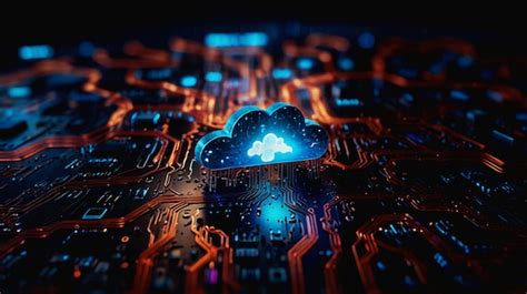 Generative Ai Image Of Cloud Computing And Digital Data Transfer With Computing Networked