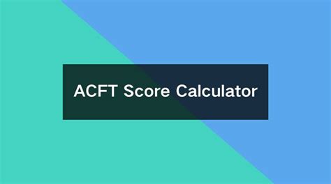Acft Score Calculator Army Combat Fitness Test Tool Onlinetoolkit