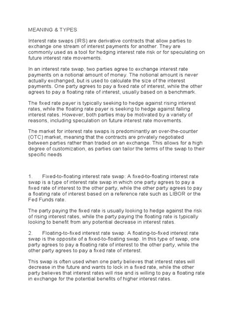 Interest Swaps Pdf Swap Finance Interest Rate Swap