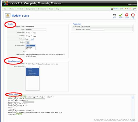Adding Adsense To Your Joomla 1 5 Site Complete Concrete Concise