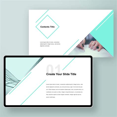 Mint Diagonal Line PowerPoint Templates PowerPoint Free