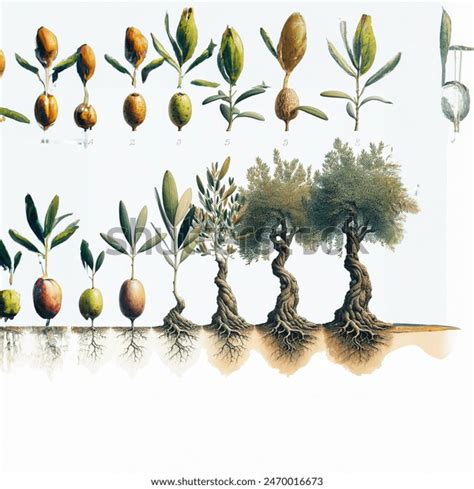 Olive Tree Growing Stages Seed Seedling Ai Generated Image 2470016673