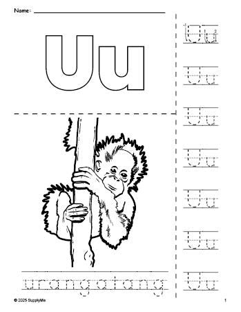 Free Printable Urangatang Coloring Page And Letter Tracing Worksheet