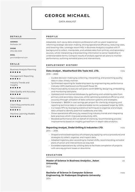 Data Analyst Resume Example And Writing Guide