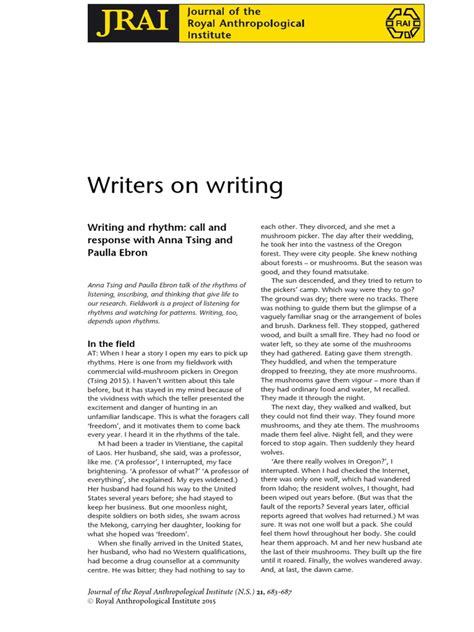 Writing And Rhythm Call And Response With Anna Tsing And Paulla Ebron