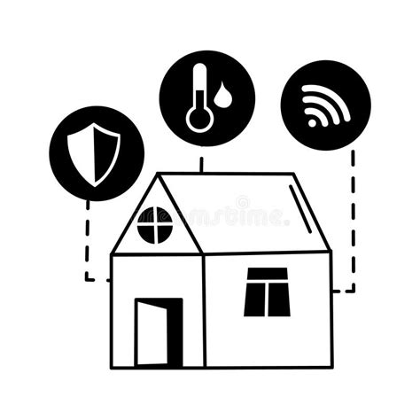 Icon Showing House With Smart Security Features Stock Vector