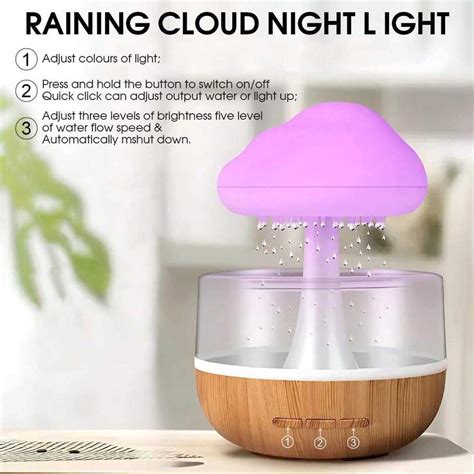 Cloud Rain Humidifier Usb Night Light 7 Colors Aromatherapy Essential