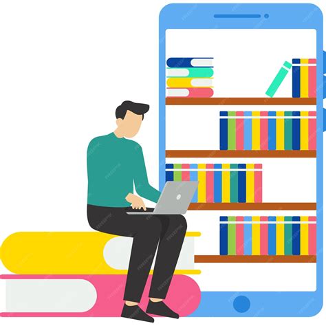 Concepto De Biblioteca En Línea Que Muestra Personas Interactuando Con