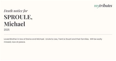 Sproule Michael Death Notices Tasmania The Mercury
