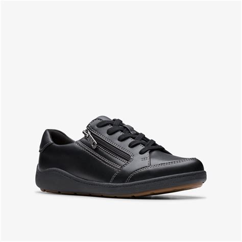 Womens Bryianne Bayla Black Leather Trainers Clarks Outlet
