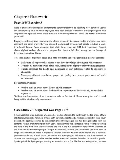 Chapter 6 Homework Pdf Personal Protective Equipment Occupational