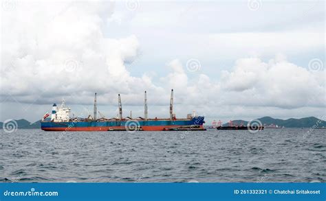 Cargo Ships Moored For Loading And Unloading At Sea Stock Image Image