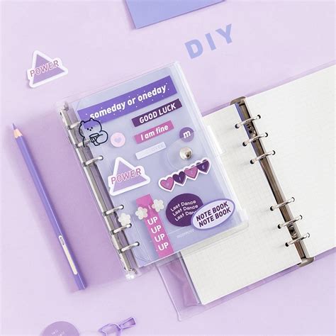 Kawaii A6 Binder Diary Notebook Set Korean Spiral Ring Planner Organizer Journals Notebook Diy