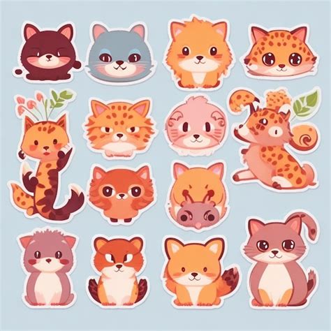 Premium Ai Image A Collection Of Cute Sticker Vector