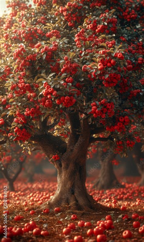 A Large Apple Tree With A Lot Of Ripe Apple An Apple Tree With A