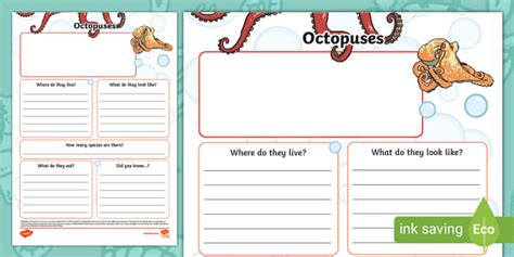 Octopus Fact File Template Twinkl KS1 Lehrer Gemacht