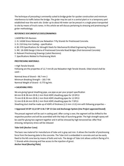 Methodology Of Psc Girder Stressing Pdf Prestressed Concrete Concrete
