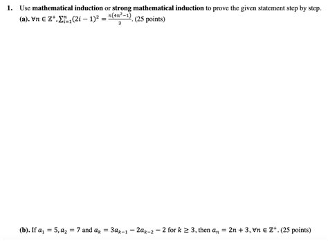 Solved Use Mathematical Induction Or Strong Mathematical Chegg