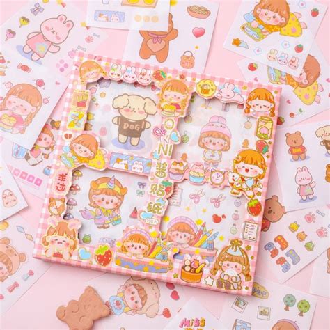Jual Stiker Aesthetic Deco Scrapbook Bujo Diary Kawaii Girl Harga 1