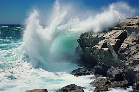 Premium Photo Waves Crashing Against A Rugged Coastline