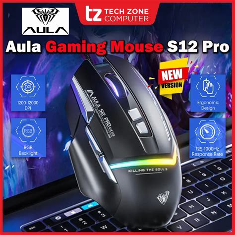 Aula S12 Pro Gaming Mouse 12800 Dpi With 8 Programmable Button Rgb