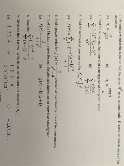 solved determine whether the sequence with the given n th