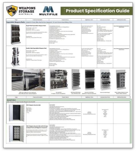 WSA Product Specification Guide Weapons Storage Solutions