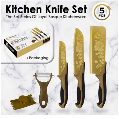 Jual Set Pisau Dapur Isi 5 Pcs Pisau Dapur Peeler Hitam Pisau Set