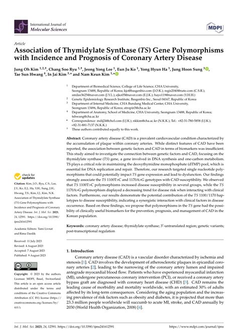 Pdf Association Of Thymidylate Synthase Ts Gene Polymorphisms With Incidence And Prognosis