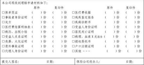 意外保险理赔申请书