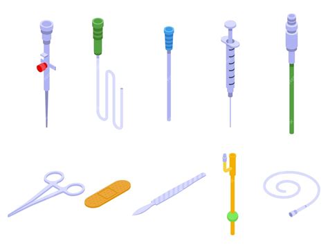 Premium Vector Catheter Icons Set Isometric Style