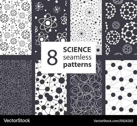 Science Molecules Textures 8 Set Seamless Vector Image