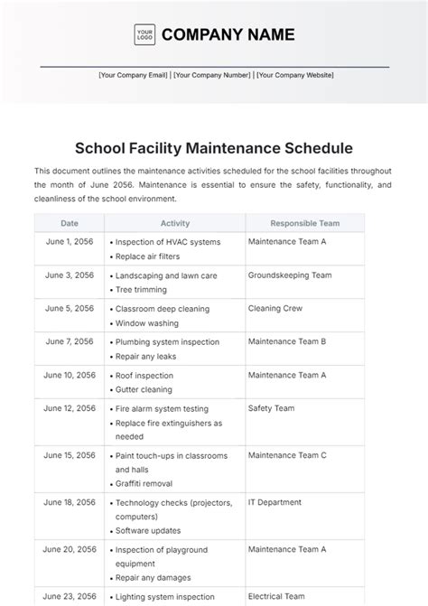 Free Machine Maintenance Schedule Template To Edit Online