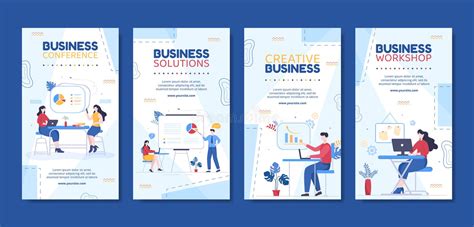 Business Workshop Poster Template Flat Cartoon Background Vector